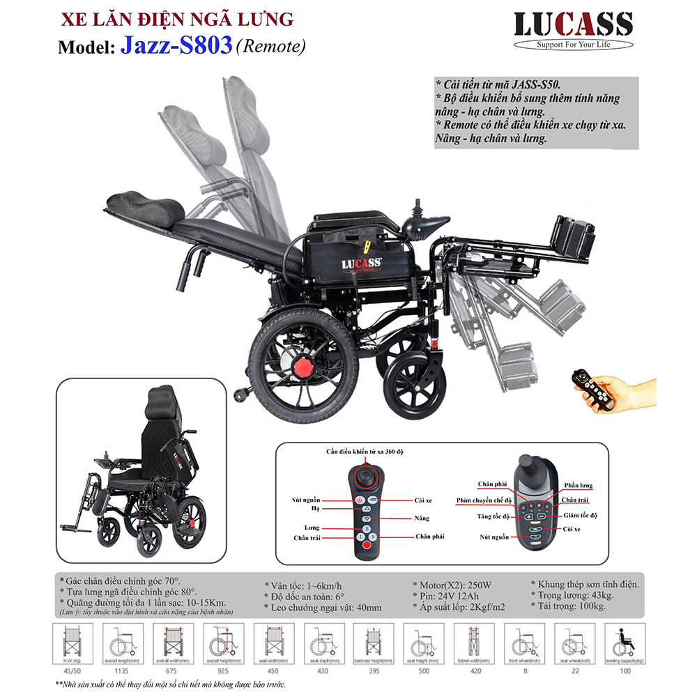 Xe Lăn Điện Điều Khiển Lucass XE803 – Giường bệnh Tiến Đạt – Giường ...
